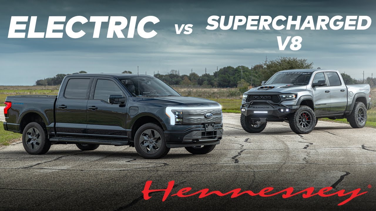 Electric Ford Lighting vs. 1,000 HP Hennessey MAMMOTH 1000 RAM TRX ...